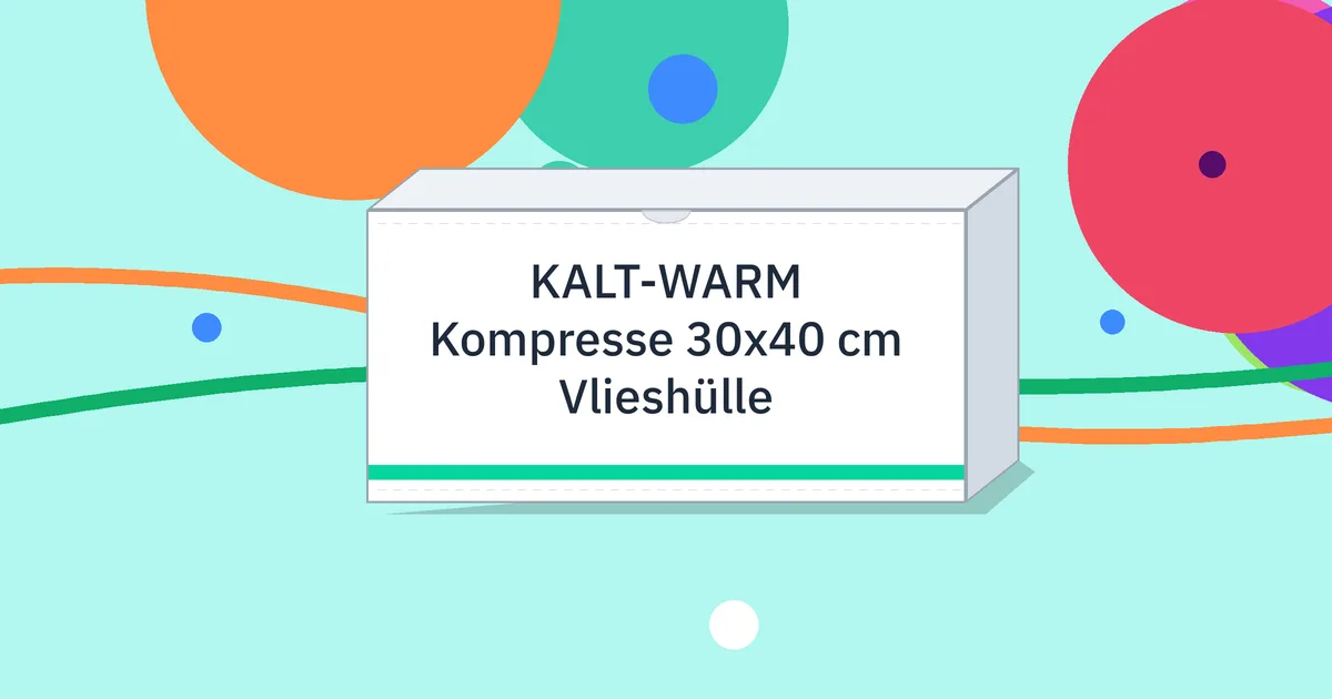 Symbolbild: Packung mit der Aufschrift KALT-WARM Kompresse 30x40 cm Vlieshülle (PZN 01988686) – Verfügbarkeit und Bezug in Apotheken in Frankfurt am Main