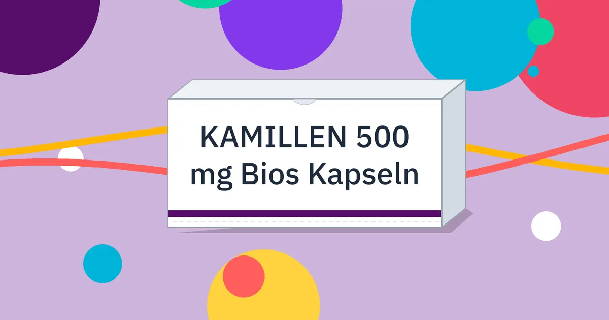 Symbolbild: Packung mit der Aufschrift KAMILLEN 500 mg Bios Kapseln (PZN 05897526) – Verfügbarkeit und Bezug in Apotheken in Frankfurt am Main