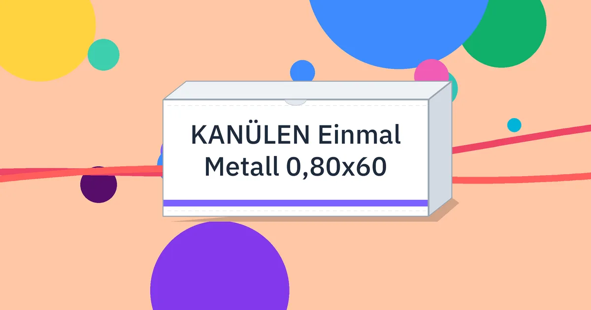 Symbolbild: Packung mit der Aufschrift KANÜLEN Einmal Metall 0,80x60 (PZN 01965030) – Verfügbarkeit und Bezug in Apotheken in Frankfurt am Main
