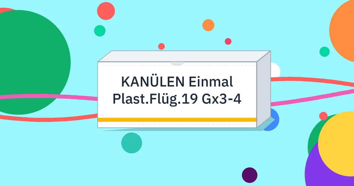 Symbolbild: Packung mit der Aufschrift KANÜLEN Einmal Plast.Flüg.19 Gx3-4 (PZN 02440826) – Verfügbarkeit und Bezug in Apotheken in Frankfurt am Main