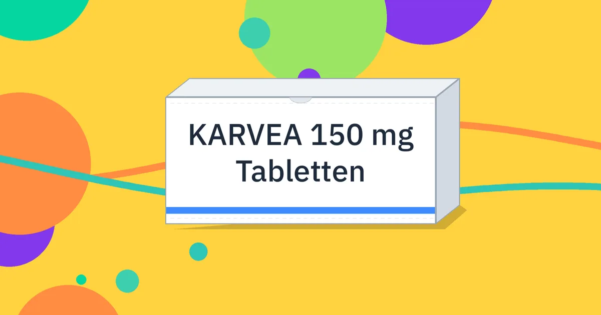 Symbolbild: Packung mit der Aufschrift KARVEA 150 mg Tabletten (PZN 17447395) – Verfügbarkeit und Bezug in Apotheken in Frankfurt am Main