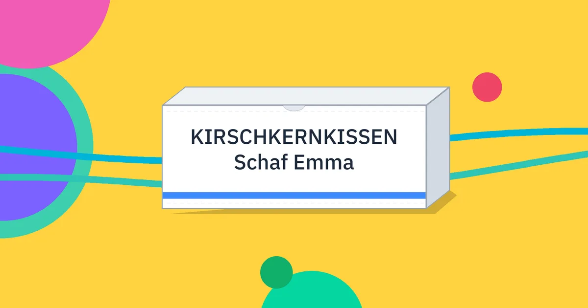 Symbolbild: Packung mit der Aufschrift KIRSCHKERNKISSEN Schaf Emma (PZN 18829035) – Verfügbarkeit und Bezug in Apotheken in Frankfurt am Main