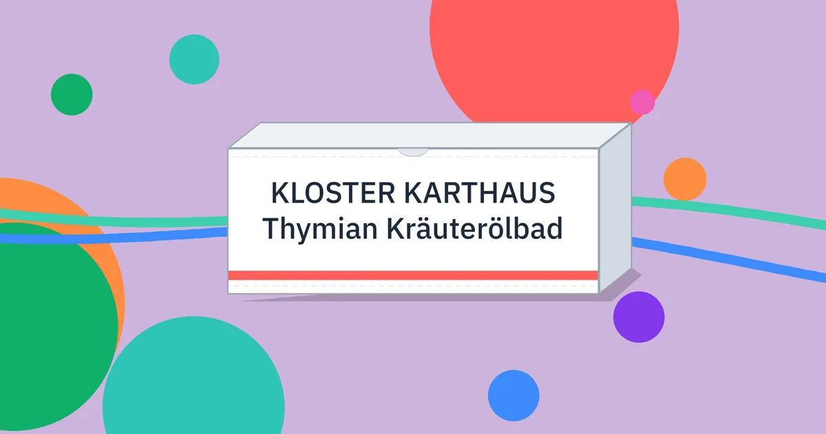 Symbolbild: Packung mit der Aufschrift KLOSTER KARTHAUS Thymian Kräuterölbad (PZN 01528559) – Verfügbarkeit und Bezug in Apotheken in Frankfurt am Main