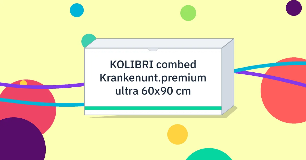Symbolbild: Packung mit der Aufschrift KOLIBRI combed Krankenunt.premium ultra 60x90 cm (PZN 11037070) – Verfügbarkeit und Bezug in Apotheken in Frankfurt am Main