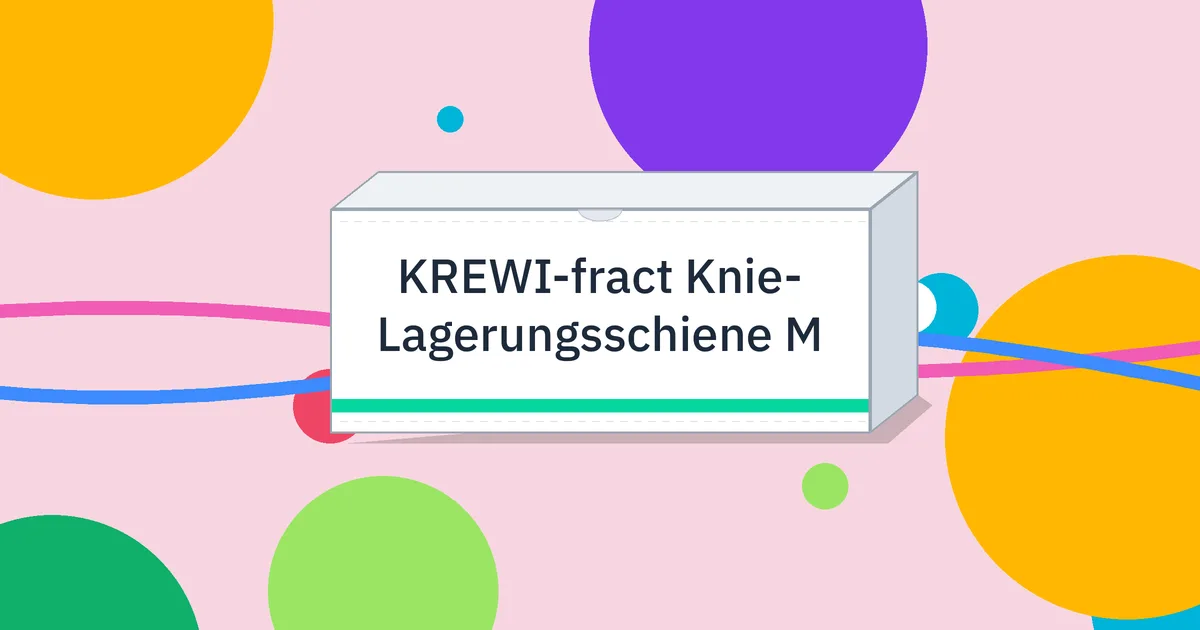 Symbolbild: Packung mit der Aufschrift KREWI-fract Knie-Lagerungsschiene M (PZN 17300479) – Verfügbarkeit und Bezug in Apotheken in Frankfurt am Main