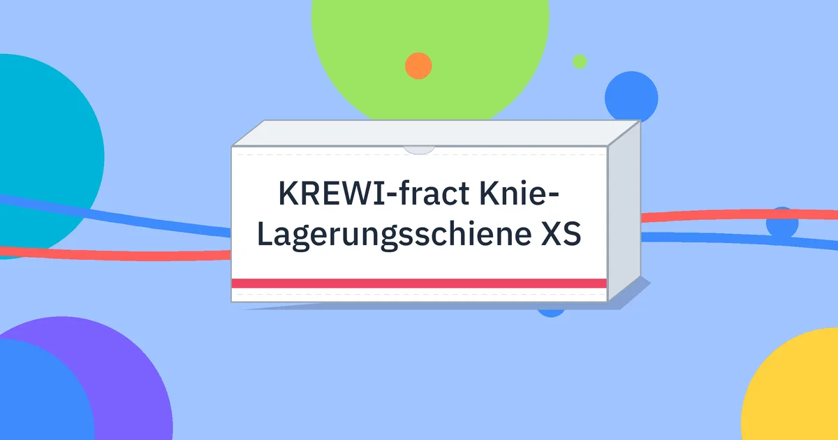 Symbolbild: Packung mit der Aufschrift KREWI-fract Knie-Lagerungsschiene XS (PZN 17300456) – Verfügbarkeit und Bezug in Apotheken in Frankfurt am Main