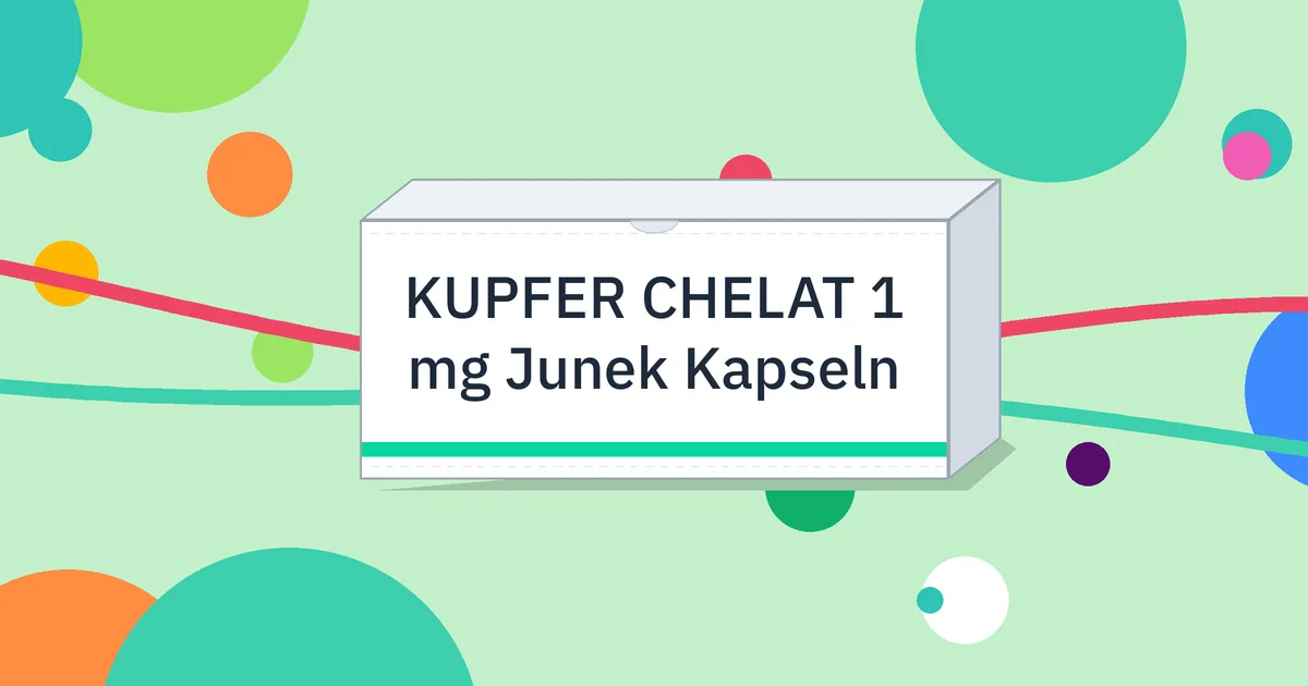 Symbolbild: Packung mit der Aufschrift KUPFER CHELAT 1 mg Junek Kapseln (PZN 10191171) – Verfügbarkeit und Bezug in Apotheken in Frankfurt am Main