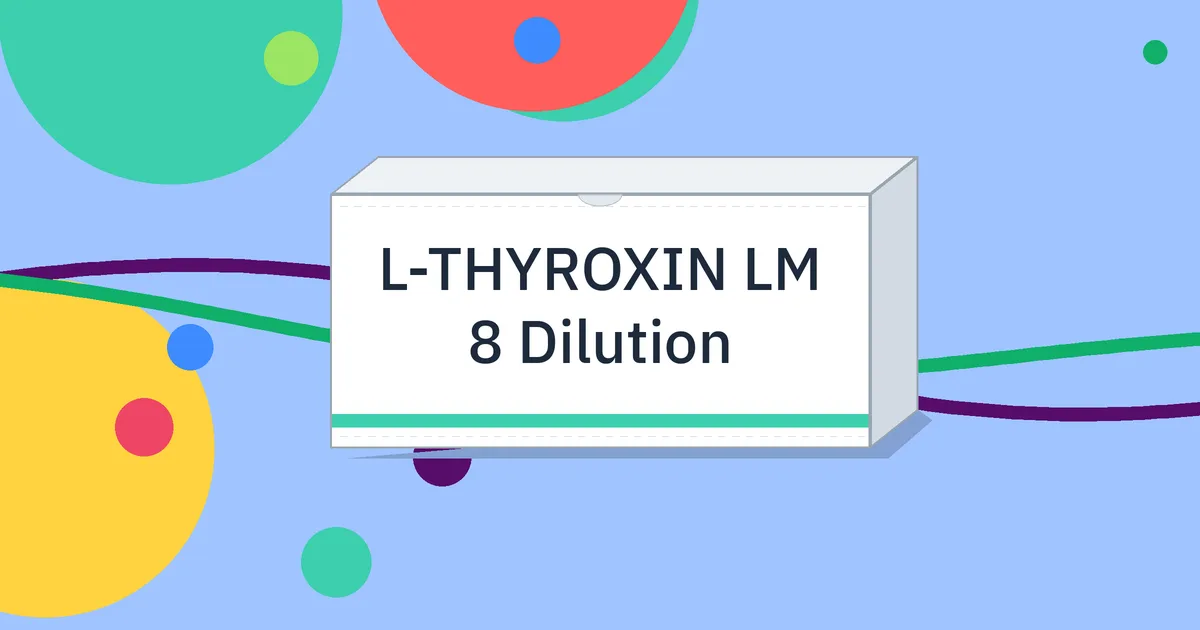 Symbolbild: Packung mit der Aufschrift L-THYROXIN LM 8 Dilution (PZN 12928434) – Verfügbarkeit und Bezug in Apotheken in Frankfurt am Main