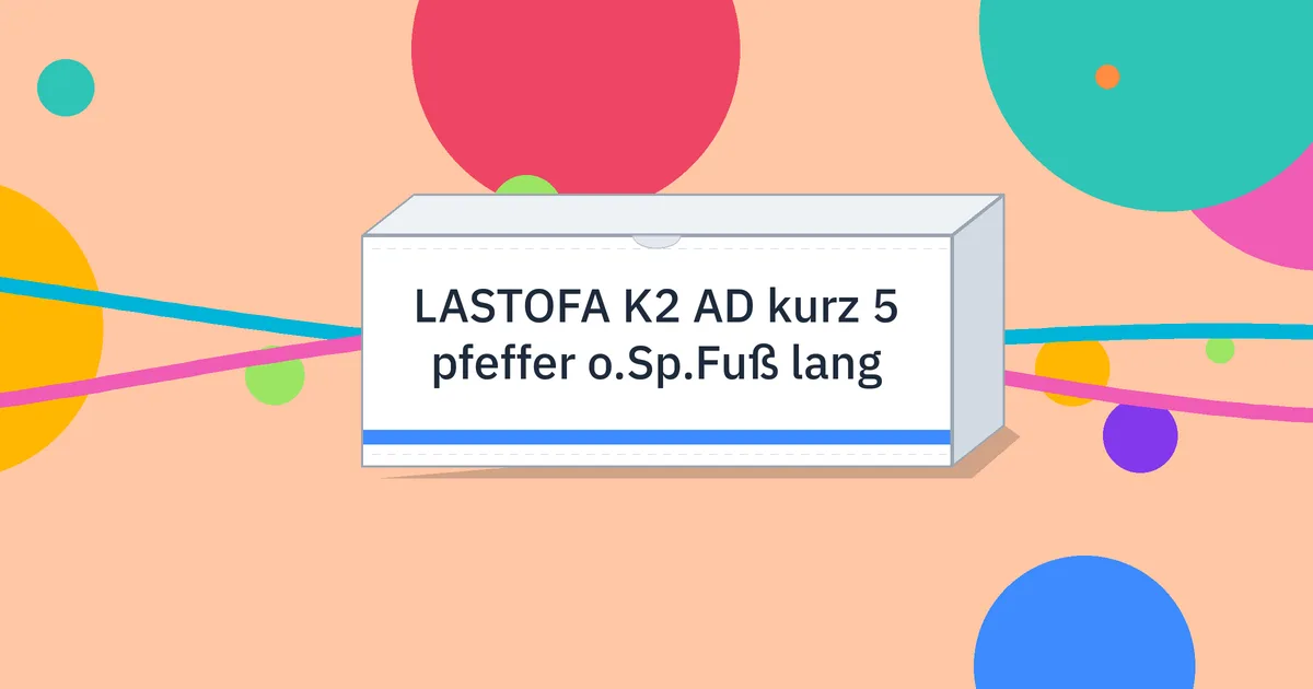 Symbolbild: Packung mit der Aufschrift LASTOFA K2 AD kurz 5 pfeffer o.Sp.Fuß lang (PZN 14147534) – Verfügbarkeit und Bezug in Apotheken in Frankfurt am Main