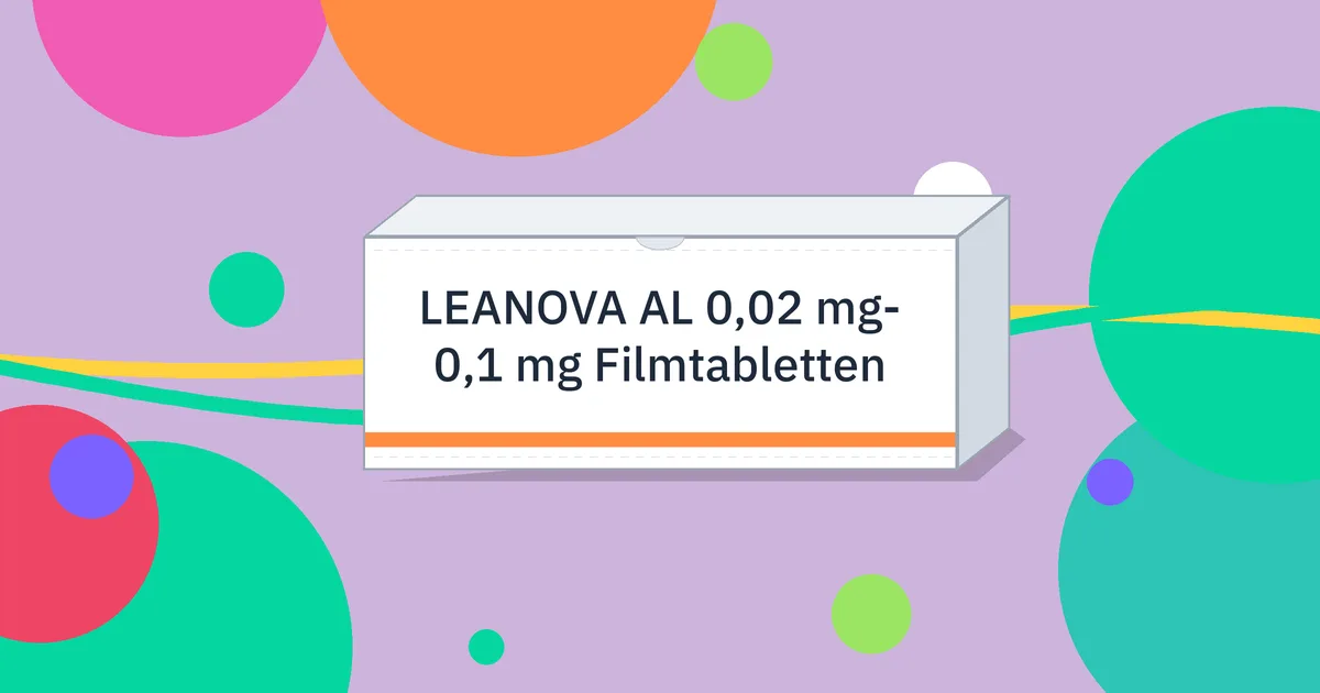 Symbolbild: Packung mit der Aufschrift LEANOVA AL 0,02 mg-0,1 mg Filmtabletten (PZN 09512405) – Verfügbarkeit und Bezug in Apotheken in Frankfurt am Main