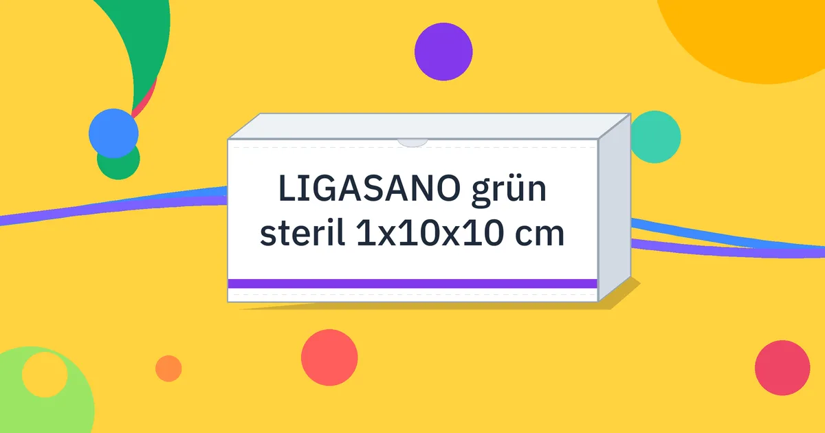 Symbolbild: Packung mit der Aufschrift LIGASANO grün steril 1x10x10 cm (PZN 20372666) – Verfügbarkeit und Bezug in Apotheken in Frankfurt am Main
