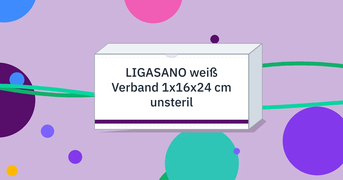 Symbolbild: Packung mit der Aufschrift LIGASANO weiß Verband 1x16x24 cm unsteril (PZN 20171844) – Verfügbarkeit und Bezug in Apotheken in Frankfurt am Main