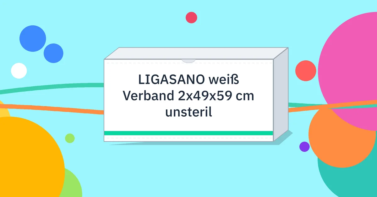 Symbolbild: Packung mit der Aufschrift LIGASANO weiß Verband 2x49x59 cm unsteril (PZN 17250623) – Verfügbarkeit und Bezug in Apotheken in Frankfurt am Main