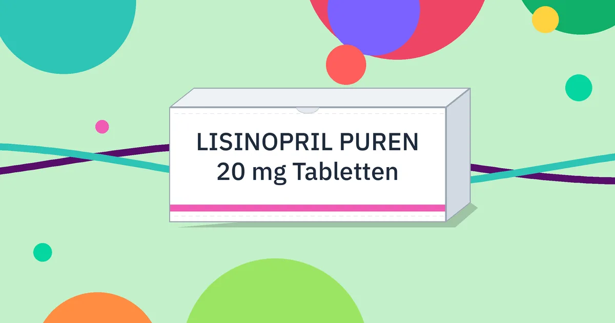 Symbolbild: Packung mit der Aufschrift LISINOPRIL PUREN 20 mg Tabletten (PZN 13706345) – Verfügbarkeit und Bezug in Apotheken in Frankfurt am Main