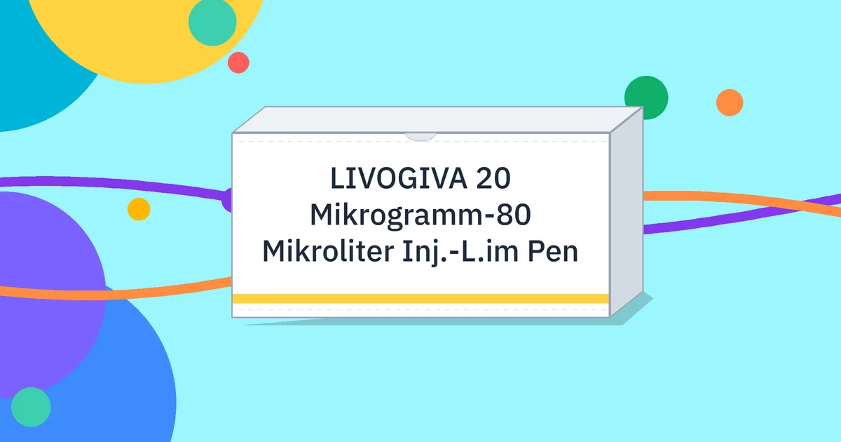 Symbolbild: Packung mit der Aufschrift LIVOGIVA 20 Mikrogramm-80 Mikroliter Inj.-L.im Pen (PZN 20379415) – Verfügbarkeit und Bezug in Apotheken in Frankfurt am Main
