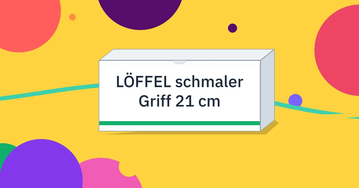 Symbolbild: Packung mit der Aufschrift LÖFFEL schmaler Griff 21 cm (PZN 07739079) – Verfügbarkeit und Bezug in Apotheken in Frankfurt am Main