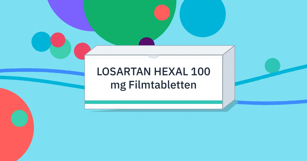 Symbolbild: Packung mit der Aufschrift LOSARTAN HEXAL 100 mg Filmtabletten (PZN 03249958) – Verfügbarkeit und Bezug in Apotheken in Frankfurt am Main