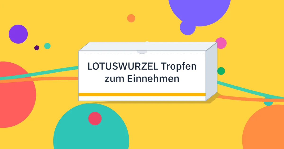Symbolbild: Packung mit der Aufschrift LOTUSWURZEL Tropfen zum Einnehmen (PZN 11866903) – Verfügbarkeit und Bezug in Apotheken in Frankfurt am Main