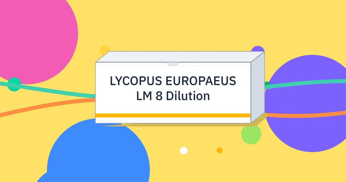 Symbolbild: Packung mit der Aufschrift LYCOPUS EUROPAEUS LM 8 Dilution (PZN 13537960) – Verfügbarkeit und Bezug in Apotheken in Frankfurt am Main