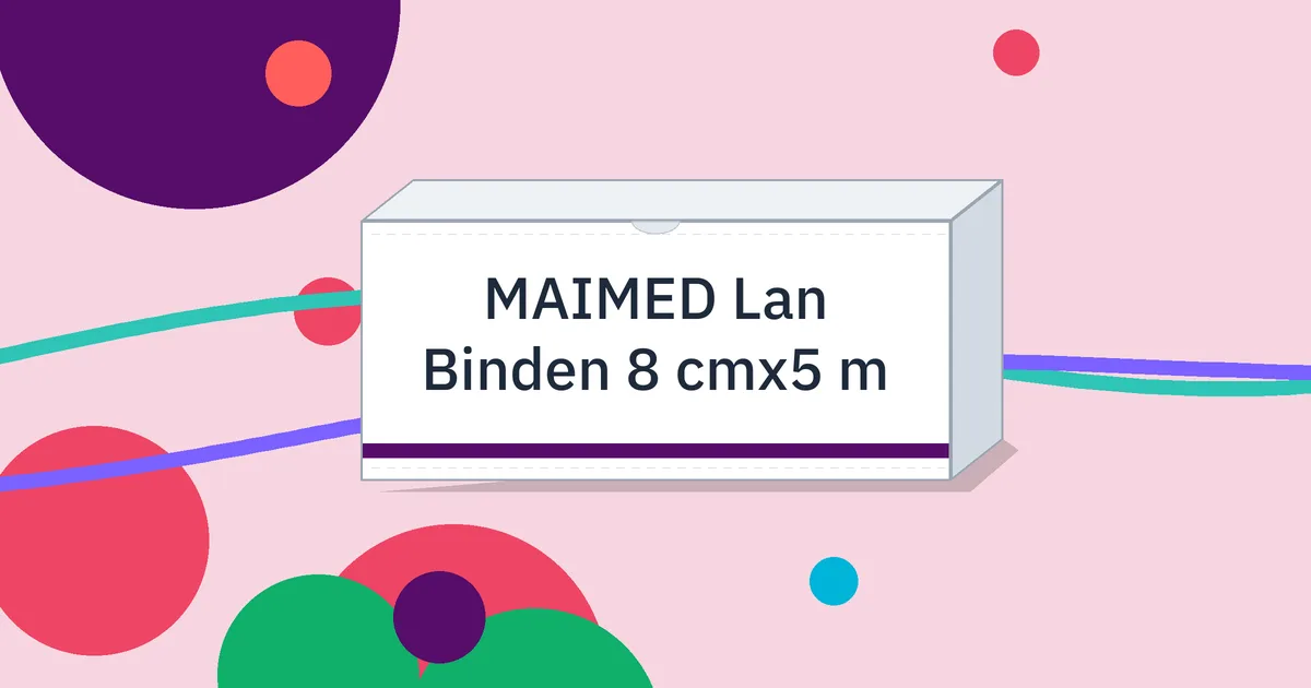 Symbolbild: Packung mit der Aufschrift MAIMED Lan Binden 8 cmx5 m (PZN 02074244) – Verfügbarkeit und Bezug in Apotheken in Frankfurt am Main