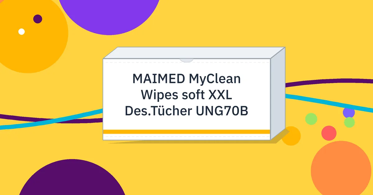 Symbolbild: Packung mit der Aufschrift MAIMED MyClean Wipes soft XXL Des.Tücher UNG70B (PZN 10843834) – Verfügbarkeit und Bezug in Apotheken in Frankfurt am Main