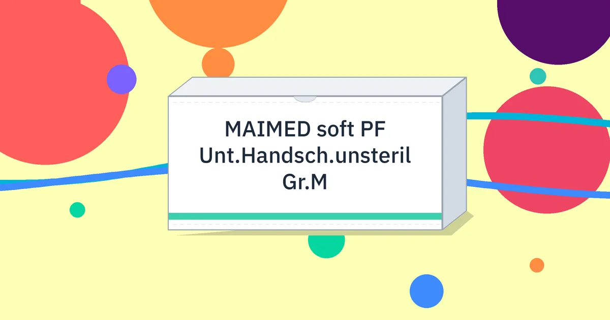 Symbolbild: Packung mit der Aufschrift MAIMED soft PF Unt.Handsch.unsteril Gr.M (PZN 02830668) – Verfügbarkeit und Bezug in Apotheken in Frankfurt am Main