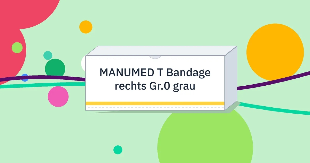 Symbolbild: Packung mit der Aufschrift MANUMED T Bandage rechts Gr.0 grau (PZN 15314454) – Verfügbarkeit und Bezug in Apotheken in Frankfurt am Main