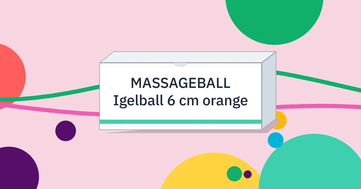Symbolbild: Packung mit der Aufschrift MASSAGEBALL Igelball 6 cm orange (PZN 02738419) – Verfügbarkeit und Bezug in Apotheken in Frankfurt am Main
