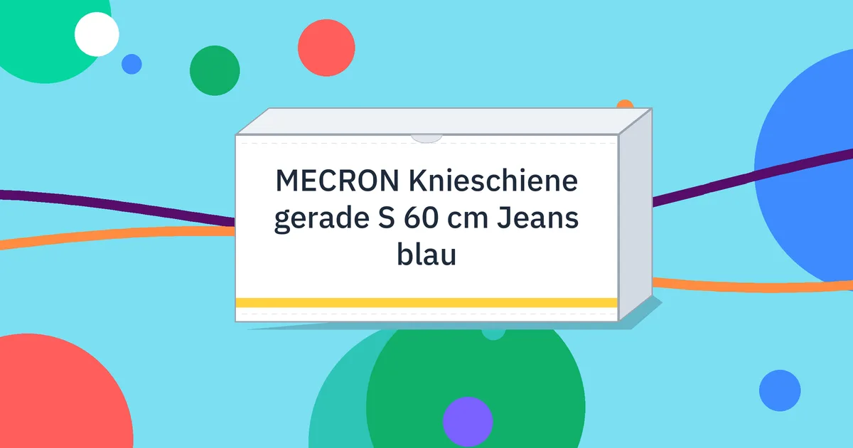Symbolbild: Packung mit der Aufschrift MECRON Knieschiene gerade S 60 cm Jeans blau (PZN 02905685) – Verfügbarkeit und Bezug in Apotheken in Frankfurt am Main