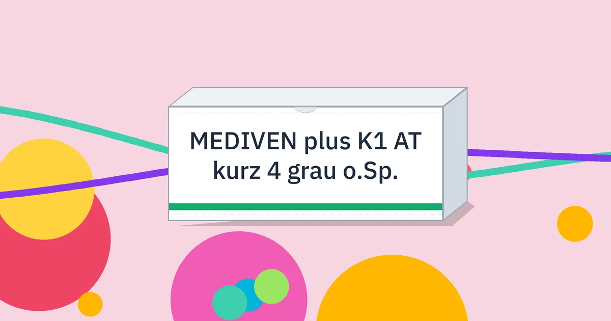 Symbolbild: Packung mit der Aufschrift MEDIVEN plus K1 AT kurz 4 grau o.Sp. (PZN 18931897) – Verfügbarkeit und Bezug in Apotheken in Frankfurt am Main