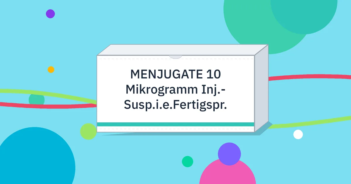 Symbolbild: Packung mit der Aufschrift MENJUGATE 10 Mikrogramm Inj.-Susp.i.e.Fertigspr. (PZN 12449834) – Verfügbarkeit und Bezug in Apotheken in Frankfurt am Main