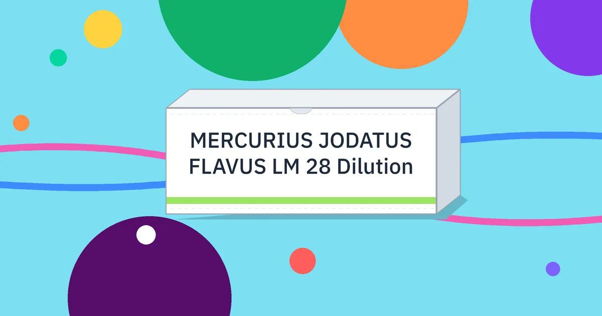 Symbolbild: Packung mit der Aufschrift MERCURIUS JODATUS FLAVUS LM 28 Dilution (PZN 12951999) – Verfügbarkeit und Bezug in Apotheken in Frankfurt am Main