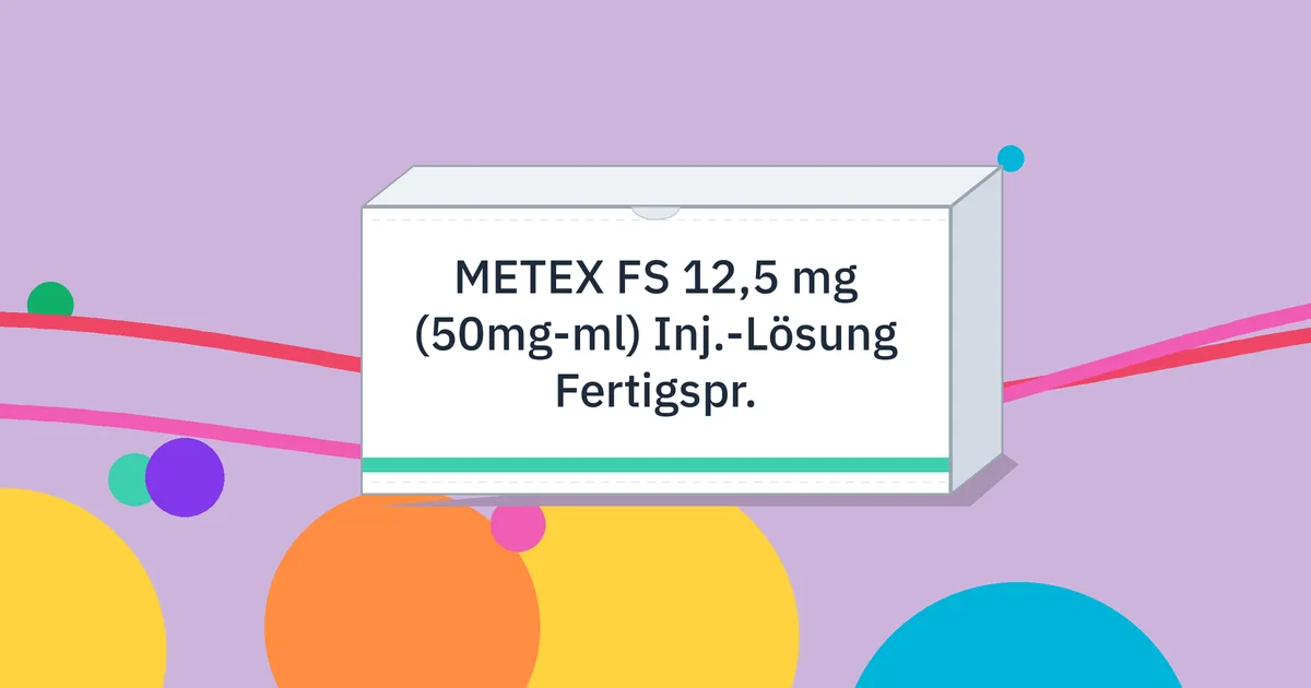 Symbolbild: Packung mit der Aufschrift METEX FS 12,5 mg (50mg-ml) Inj.-Lösung Fertigspr. (PZN 07567477) – Verfügbarkeit und Bezug in Apotheken in Frankfurt am Main