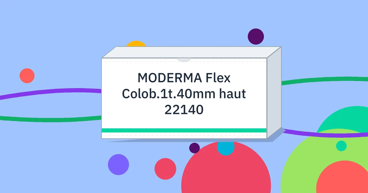 Symbolbild: Packung mit der Aufschrift MODERMA Flex Colob.1t.40mm haut 22140 (PZN 00914668) – Verfügbarkeit und Bezug in Apotheken in Frankfurt am Main