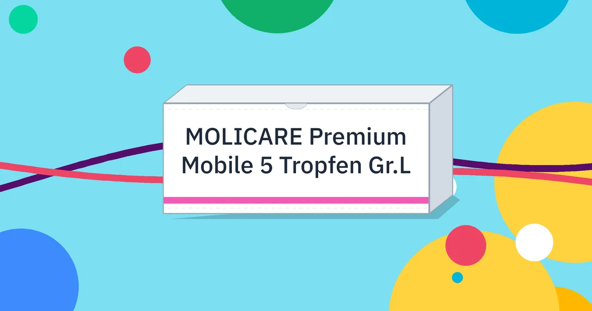 Symbolbild: Packung mit der Aufschrift MOLICARE Premium Mobile 5 Tropfen Gr.L (PZN 17936349) – Verfügbarkeit und Bezug in Apotheken in Frankfurt am Main