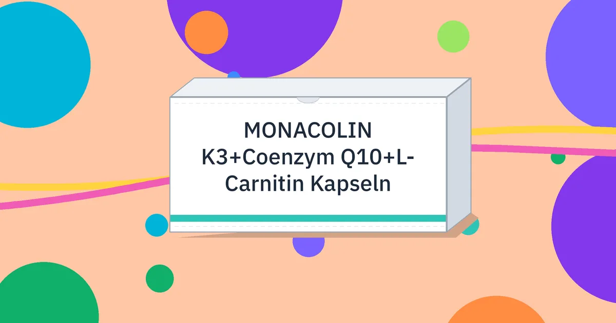 Symbolbild: Packung mit der Aufschrift MONACOLIN K3+Coenzym Q10+L-Carnitin Kapseln (PZN 20284330) – Verfügbarkeit und Bezug in Apotheken in Frankfurt am Main