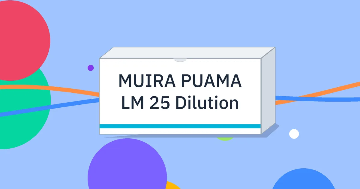 Symbolbild: Packung mit der Aufschrift MUIRA PUAMA LM 25 Dilution (PZN 13611366) – Verfügbarkeit und Bezug in Apotheken in Frankfurt am Main