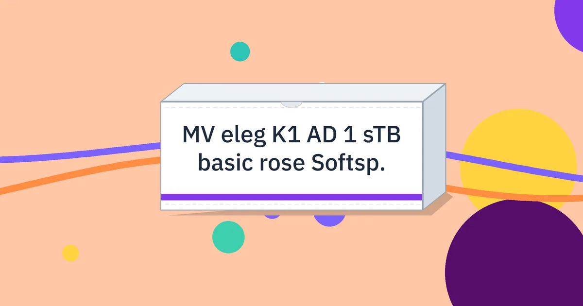 Symbolbild: Packung mit der Aufschrift MV eleg K1 AD 1 sTB basic rose Softsp. (PZN 14685964) – Verfügbarkeit und Bezug in Apotheken in Frankfurt am Main