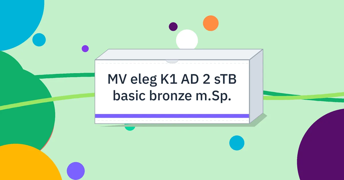 Symbolbild: Packung mit der Aufschrift MV eleg K1 AD 2 sTB basic bronze m.Sp. (PZN 14705224) – Verfügbarkeit und Bezug in Apotheken in Frankfurt am Main