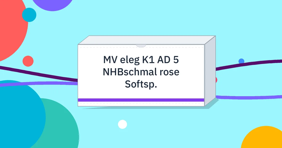 Symbolbild: Packung mit der Aufschrift MV eleg K1 AD 5 NHBschmal rose Softsp. (PZN 15673472) – Verfügbarkeit und Bezug in Apotheken in Frankfurt am Main
