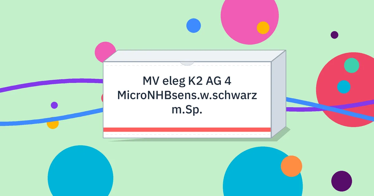 Symbolbild: Packung mit der Aufschrift MV eleg K2 AG 4 MicroNHBsens.w.schwarz m.Sp. (PZN 16068833) – Verfügbarkeit und Bezug in Apotheken in Frankfurt am Main