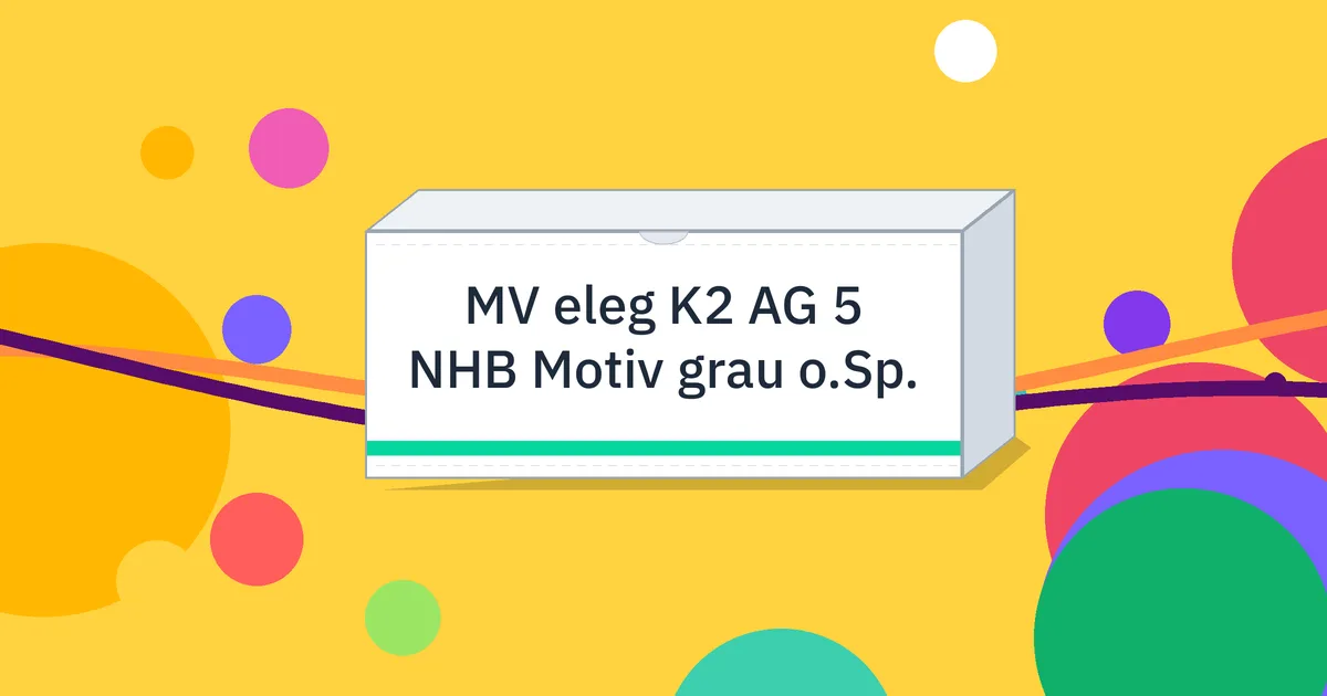 Symbolbild: Packung mit der Aufschrift MV eleg K2 AG 5 NHB Motiv grau o.Sp. (PZN 18929819) – Verfügbarkeit und Bezug in Apotheken in Frankfurt am Main