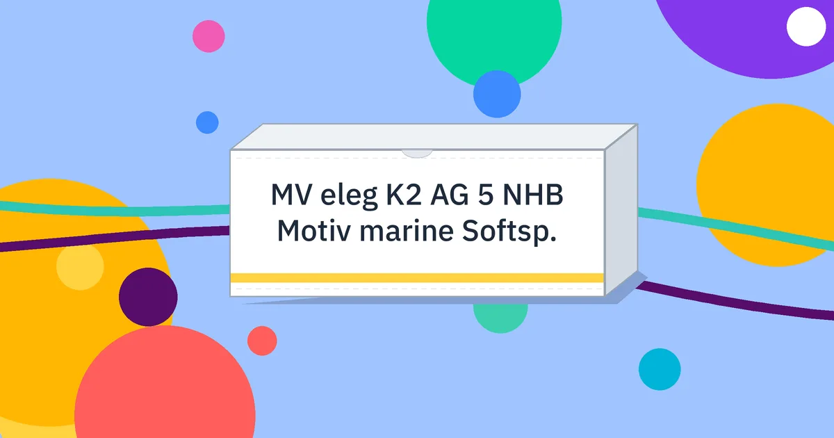 Symbolbild: Packung mit der Aufschrift MV eleg K2 AG 5 NHB Motiv marine Softsp. (PZN 15723081) – Verfügbarkeit und Bezug in Apotheken in Frankfurt am Main