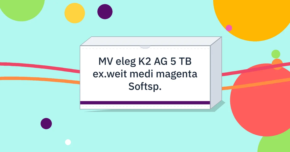 Symbolbild: Packung mit der Aufschrift MV eleg K2 AG 5 TB ex.weit medi magenta Softsp. (PZN 15283593) – Verfügbarkeit und Bezug in Apotheken in Frankfurt am Main