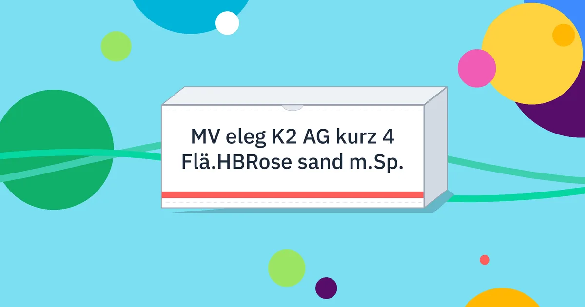 Symbolbild: Packung mit der Aufschrift MV eleg K2 AG kurz 4 Flä.HBRose sand m.Sp. (PZN 18925945) – Verfügbarkeit und Bezug in Apotheken in Frankfurt am Main