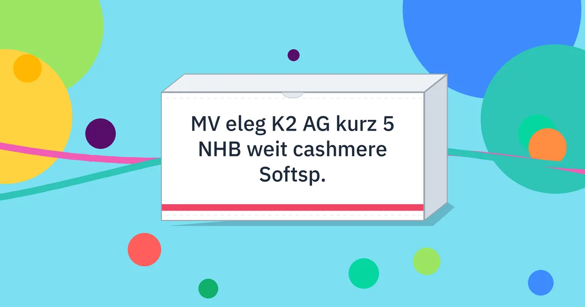 Symbolbild: Packung mit der Aufschrift MV eleg K2 AG kurz 5 NHB weit cashmere Softsp. (PZN 15714283) – Verfügbarkeit und Bezug in Apotheken in Frankfurt am Main