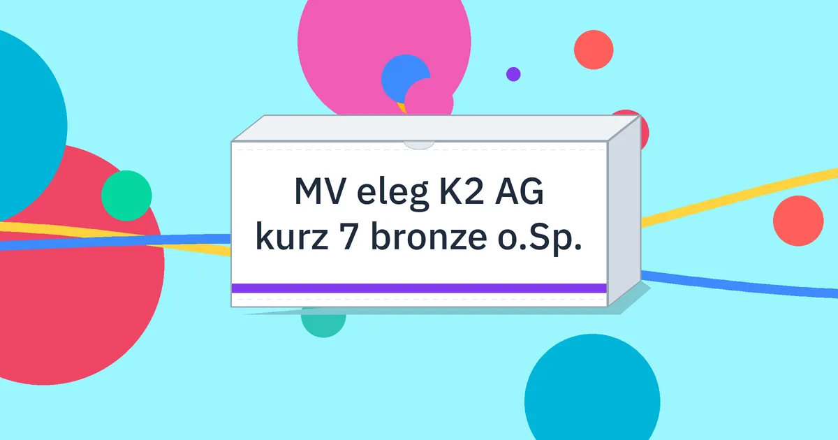 Symbolbild: Packung mit der Aufschrift MV eleg K2 AG kurz 7 bronze o.Sp. (PZN 14717262) – Verfügbarkeit und Bezug in Apotheken in Frankfurt am Main