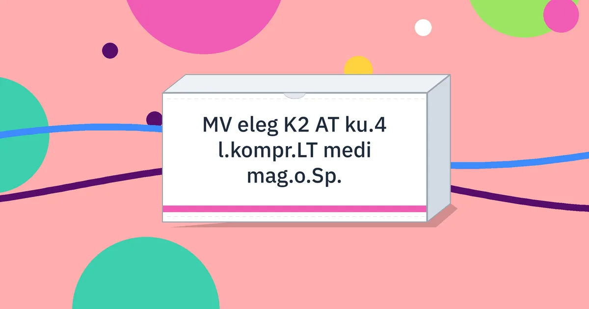 Symbolbild: Packung mit der Aufschrift MV eleg K2 AT ku.4 l.kompr.LT medi mag.o.Sp. (PZN 15287705) – Verfügbarkeit und Bezug in Apotheken in Frankfurt am Main