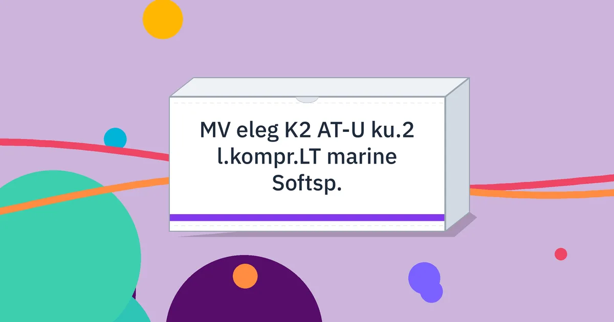 Symbolbild: Packung mit der Aufschrift MV eleg K2 AT-U ku.2 l.kompr.LT marine Softsp. (PZN 14597378) – Verfügbarkeit und Bezug in Apotheken in Frankfurt am Main