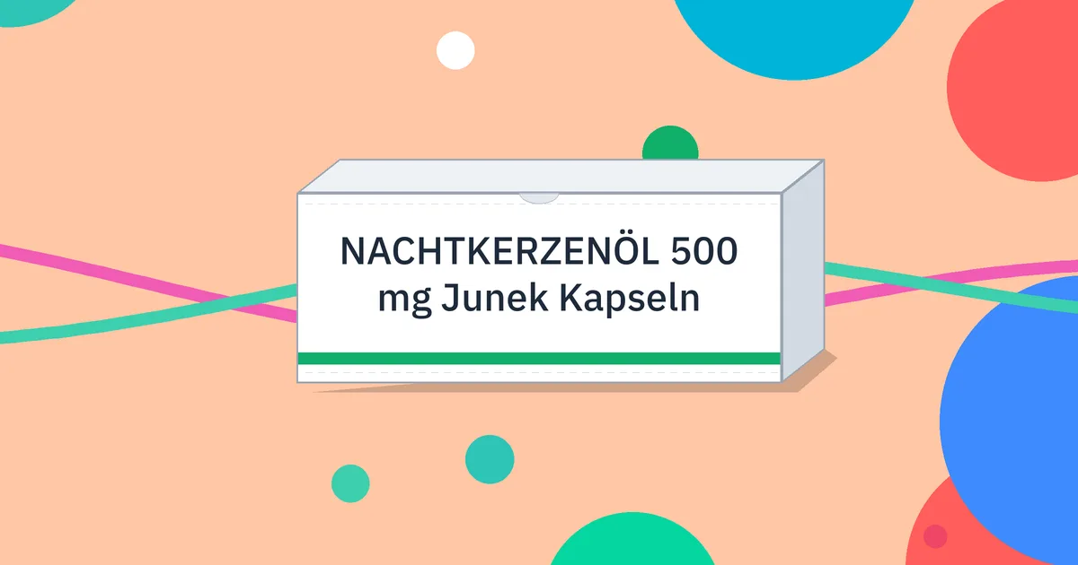 Symbolbild: Packung mit der Aufschrift NACHTKERZENÖL 500 mg Junek Kapseln (PZN 07082805) – Verfügbarkeit und Bezug in Apotheken in Frankfurt am Main